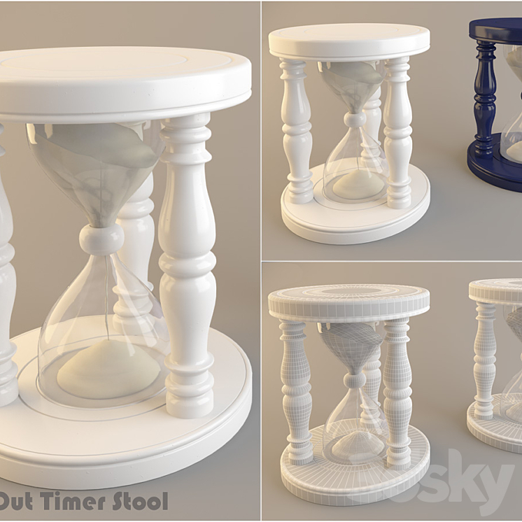 Time-out Timer Stool - Table + Chair - 3D model