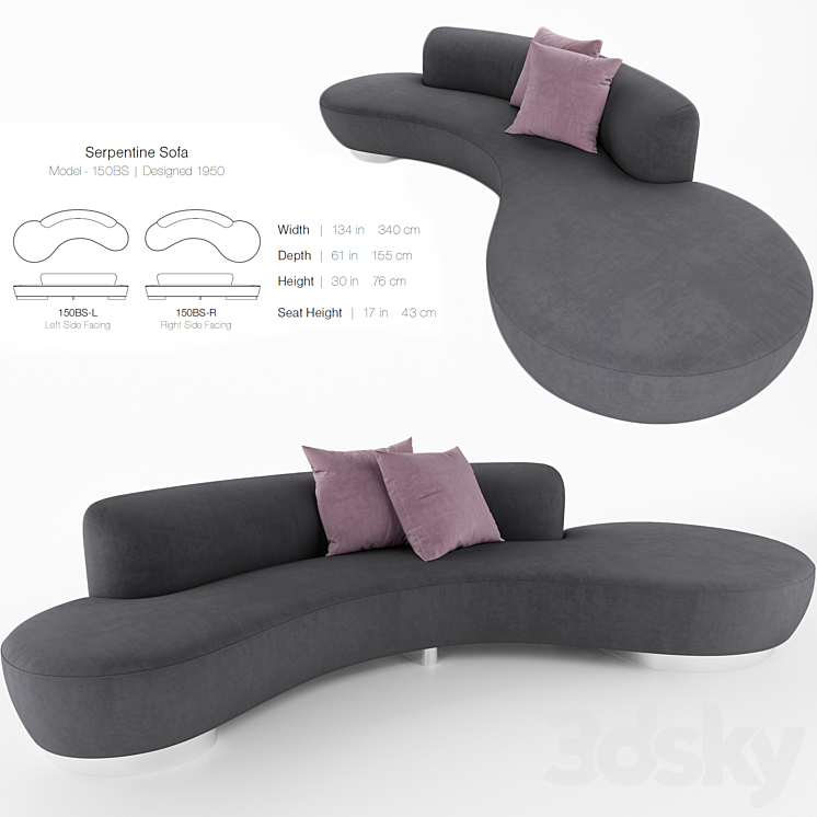Serpentine Sofa Vladimir kagan - Sofa - 3D model Serpentine Sofa Vladimir kagan - Sofa - 3D model