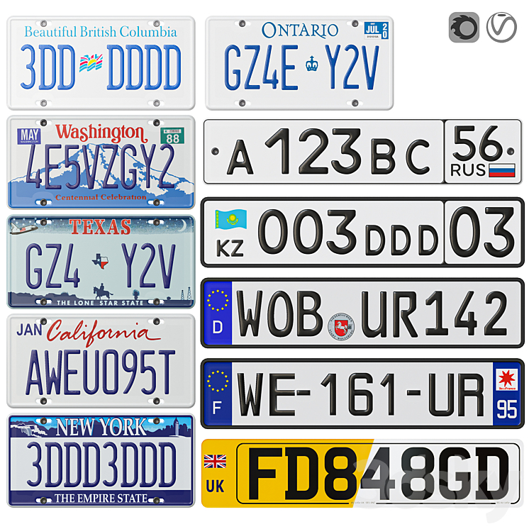 License plates of different countries - Transport - 3D model