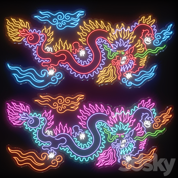 Dragon Neon Light modules Set 0027 - Neon - 3D model