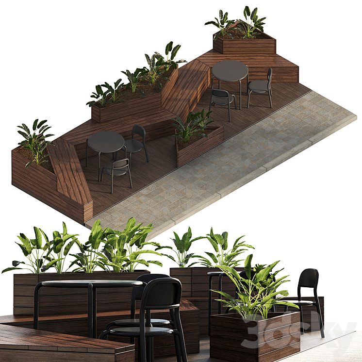 Parklet 1 - Urban environment - 3D model