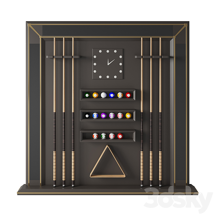 Frame Cue Rack - Billiards - 3D model