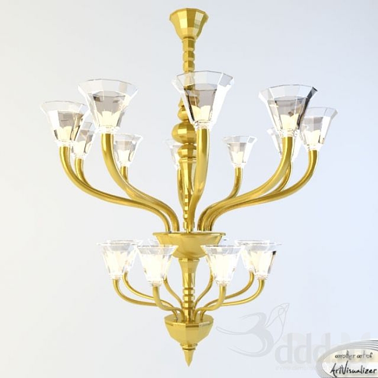Chandelier 2 step low poly - Подвесной - 3D модель