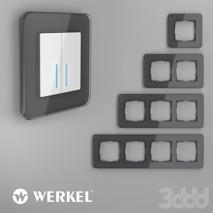 ОМ Стеклянные рамки для розеток и выключателей Elite Grafit Werkel ...