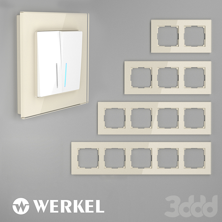 ОМ Стеклянные рамки для розеток и выключателей Werkel Favorit (молочный ...