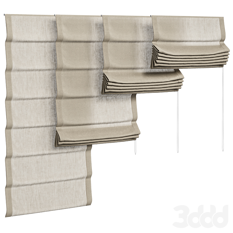 Римские шторы льняные / Roman curtain 009 - Шторы - 3D модель