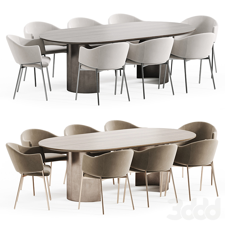 Eliza Chair and Vida Table - Стол + стул - 3D модель