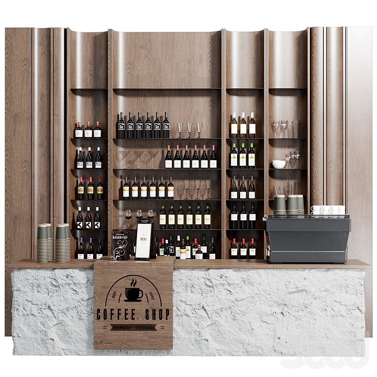 Coffee Shop reception Restaurant Bar Counter 14 - Ресторан - 3D модель