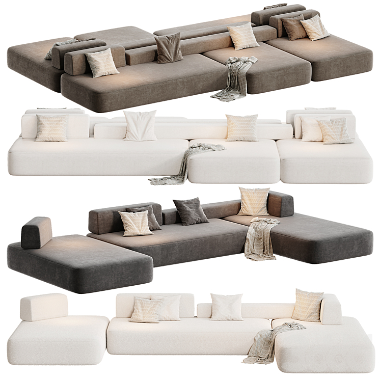 Modular Sofa Flat Sofa Modern By Como - Диваны - 3D модель