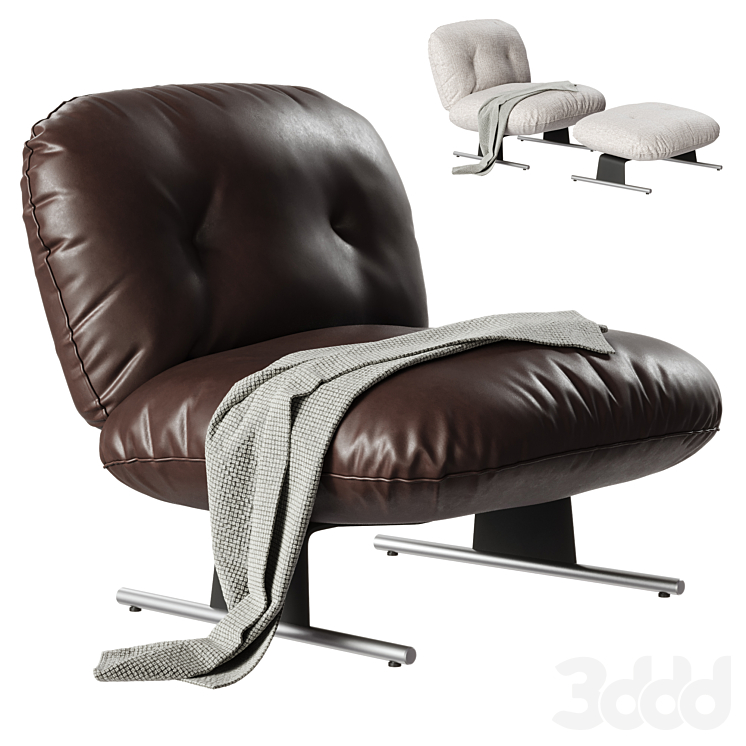 Minotti Libra Armchair & Ottoman - Кресла - 3D модель