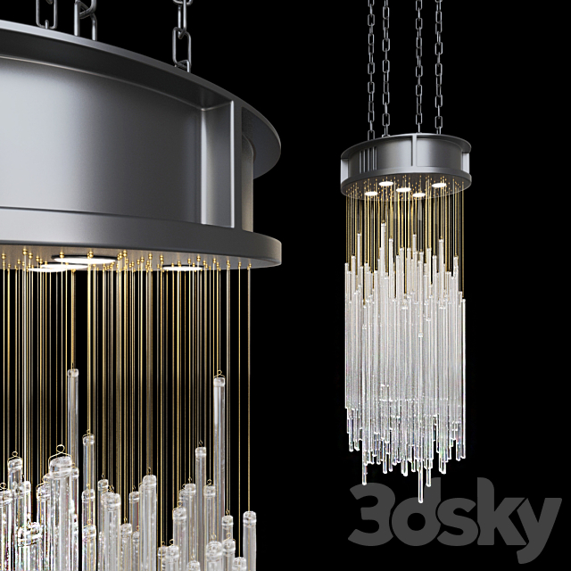 3d models: Pendant light - RAIN CHANDELIER by Restoration Hardware