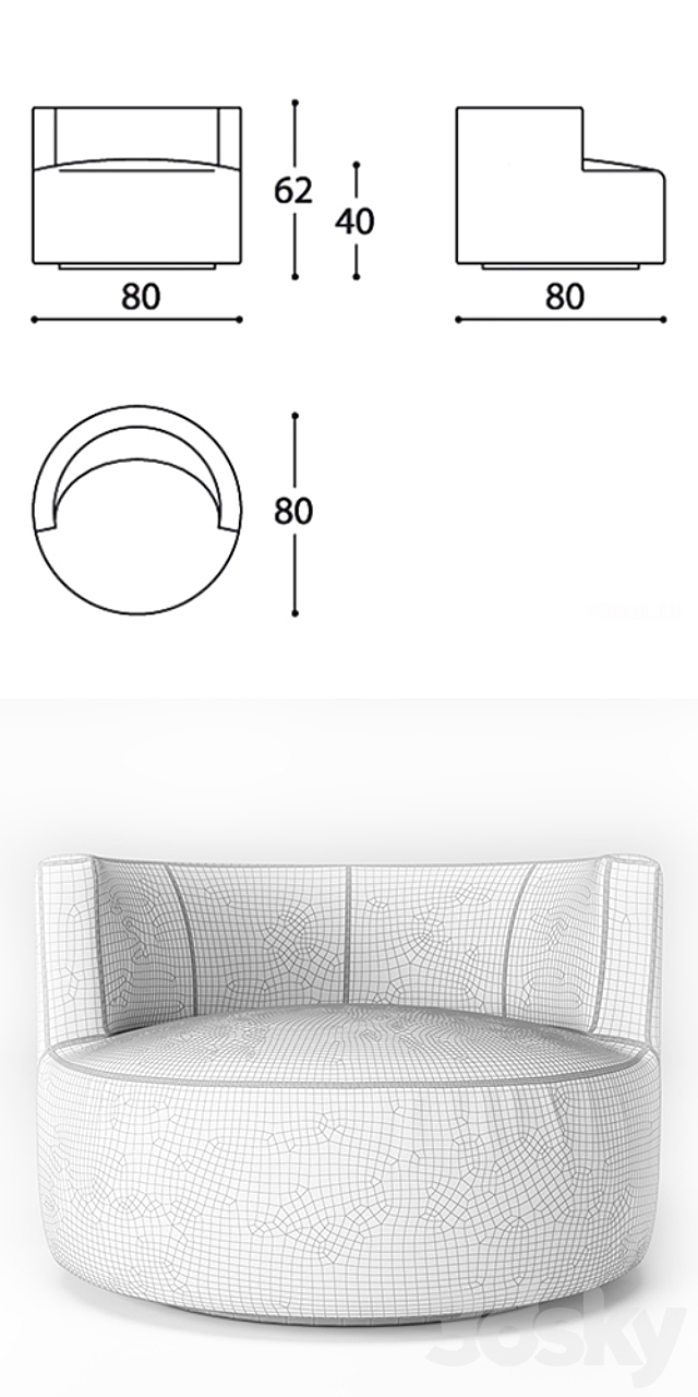 Saba Italia, Chance - Arm chair - 3D Models