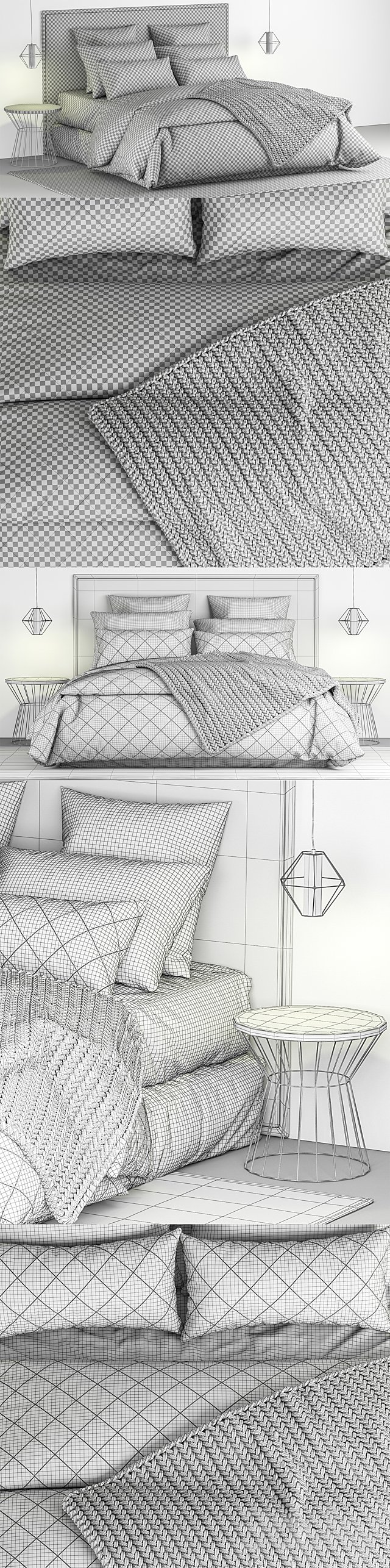 Bed and bed sheet set 1 - Bed - 3D Models