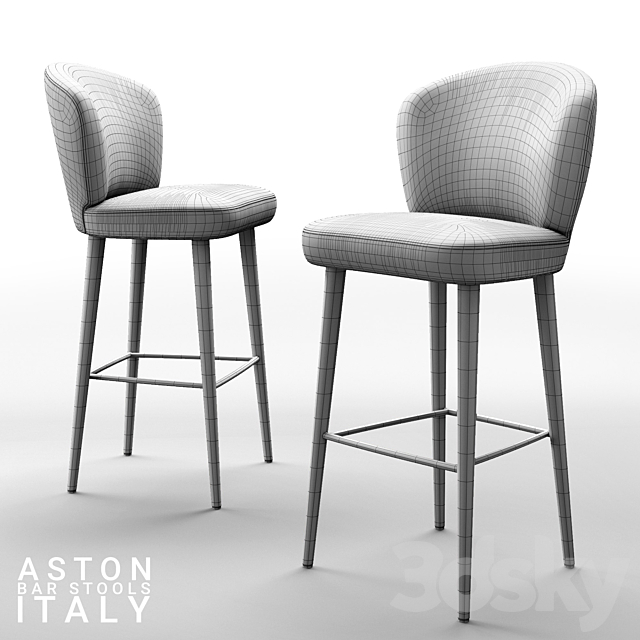 3d models: Chair - Bar stool Minotti Aston Red