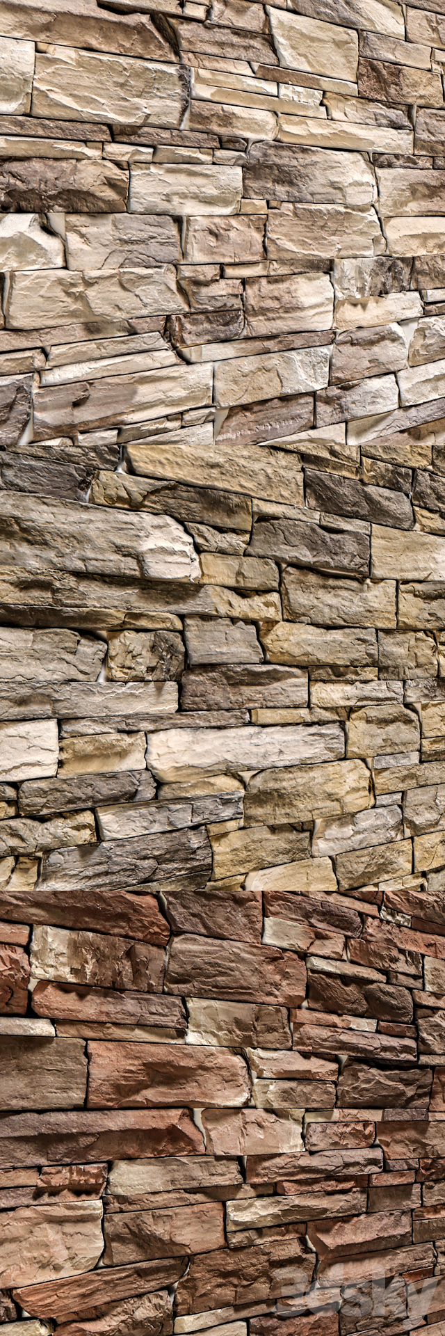 3d models: Stone - Stone Walls set 4 - Vray Material