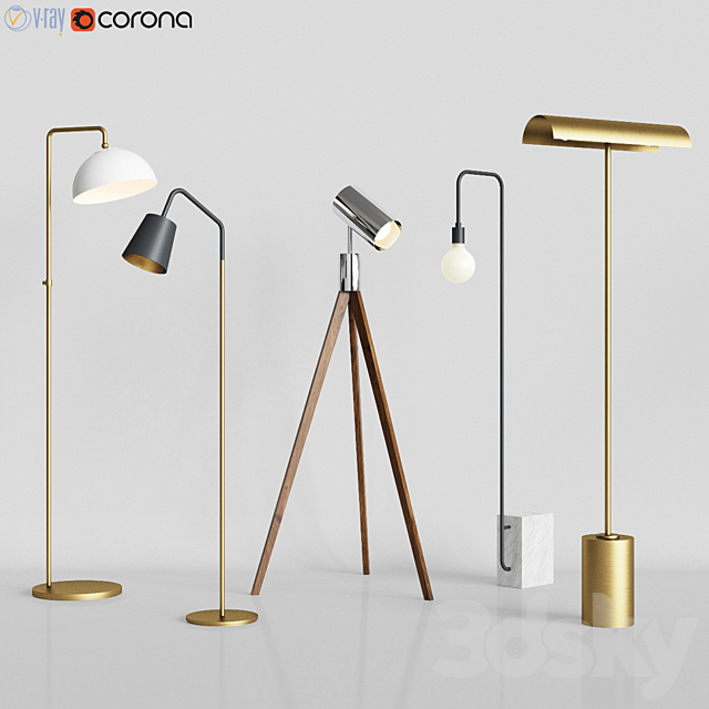3d models: Floor lamp - CB2 - 5 Floor Lamps Set 3