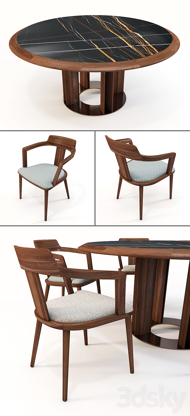 Dining Table Porada - Thayl and ArmChair Porada - Tilly - Table + Chair ...