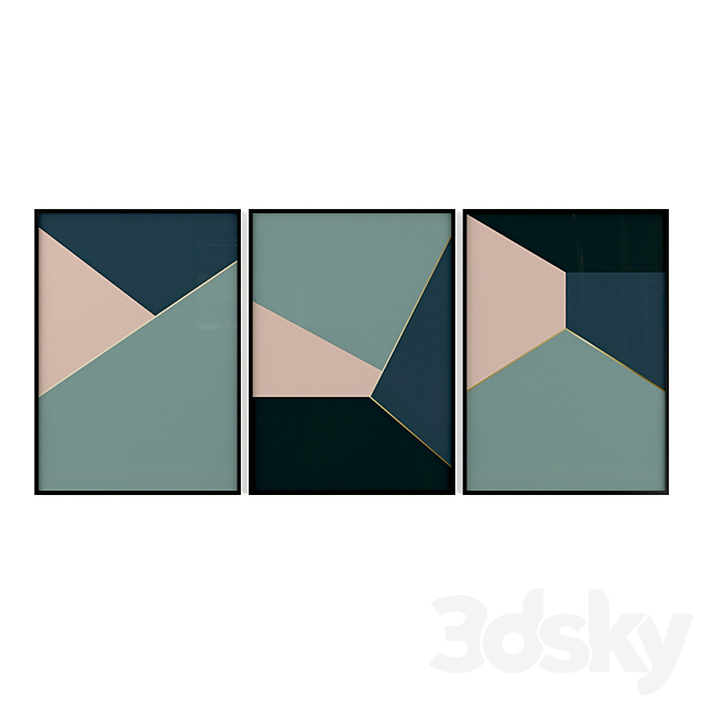 Poster Set "Block" - Frame - 3D Models