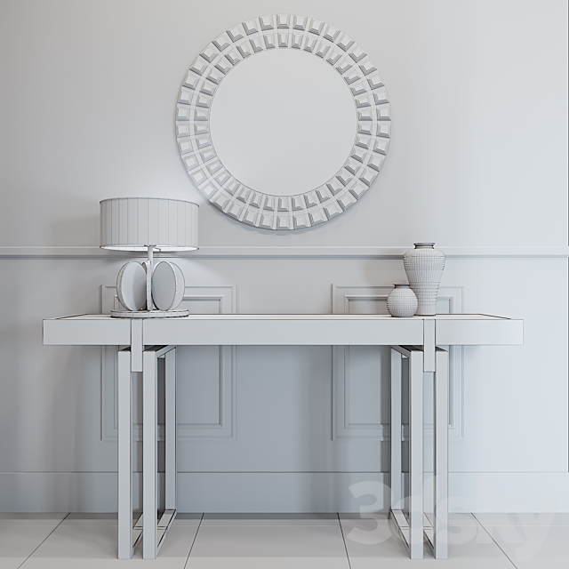 Console Seoul + Desk lamp Budapest + Mirror M10094 - Console - 3D Models