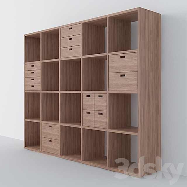 Muji Walnut Stacking Shelves 4x5 - Other - 3D Models