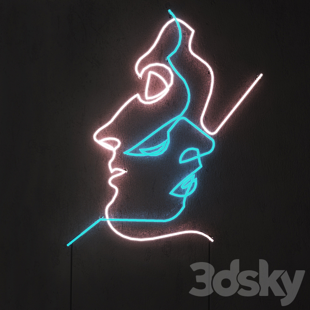3d models: Wall light - Neon light. Set 1