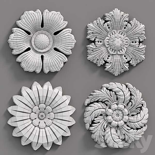 Decorative Wall Rosettes 04 - Decorative plaster - 3D Models