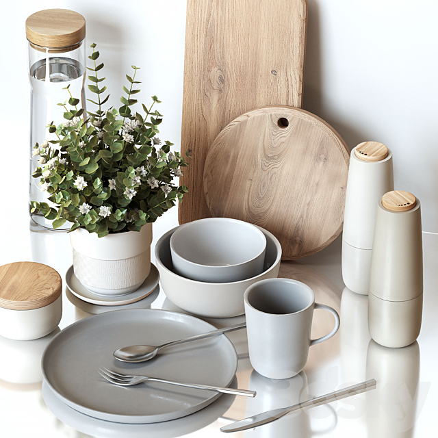 Decorative set 031 - Tableware - 3D Models