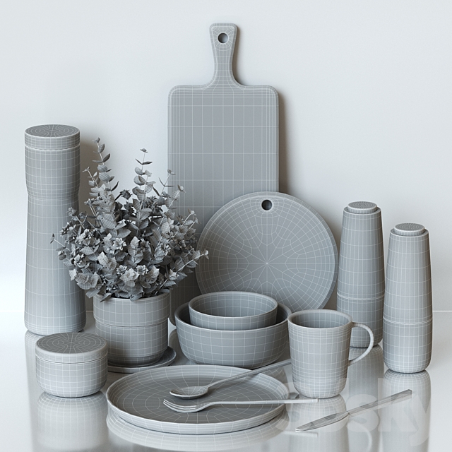 Decorative set 031 - Tableware - 3D Models