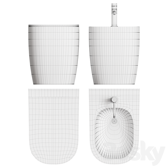 Nic Pin Wc Toilet And Bidet 3d Models