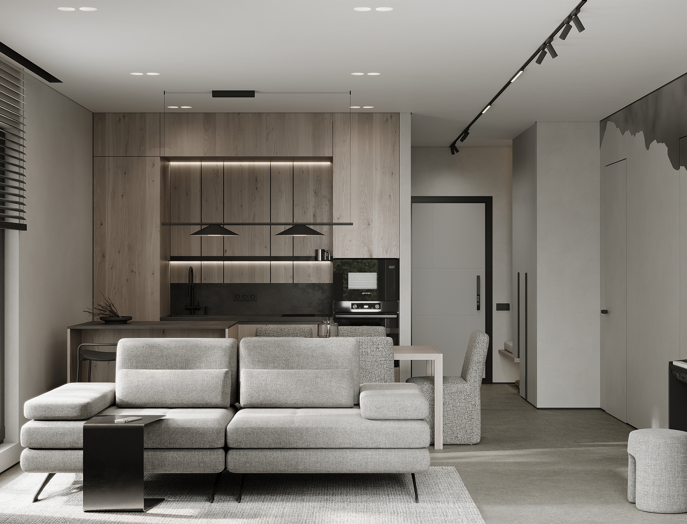 Кухня гостиная загородного дома - Работа из галереи 3D Моделей